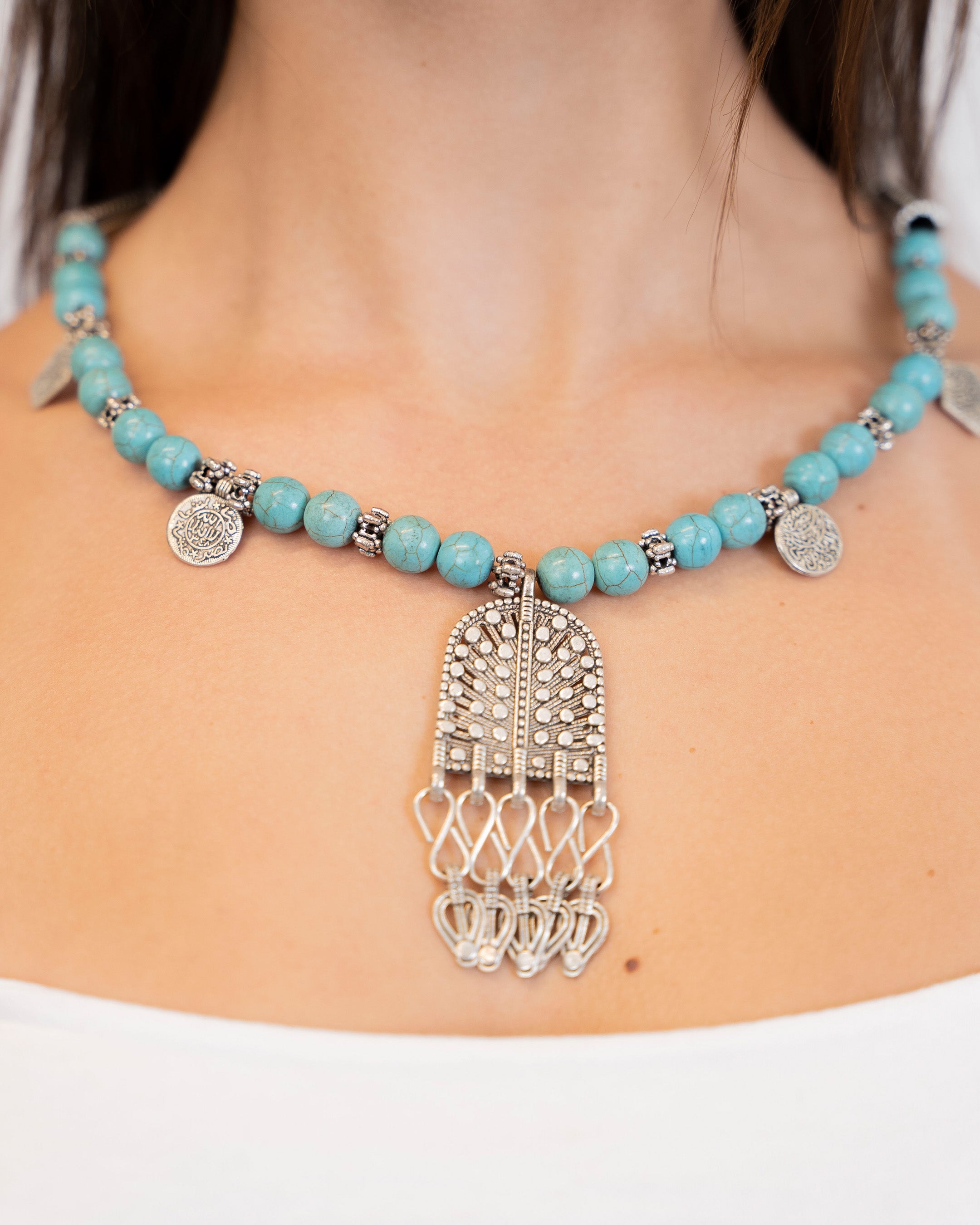 Zamzam's Legacy: Handcrafted Turquoise Treasure Necklace – ASHI